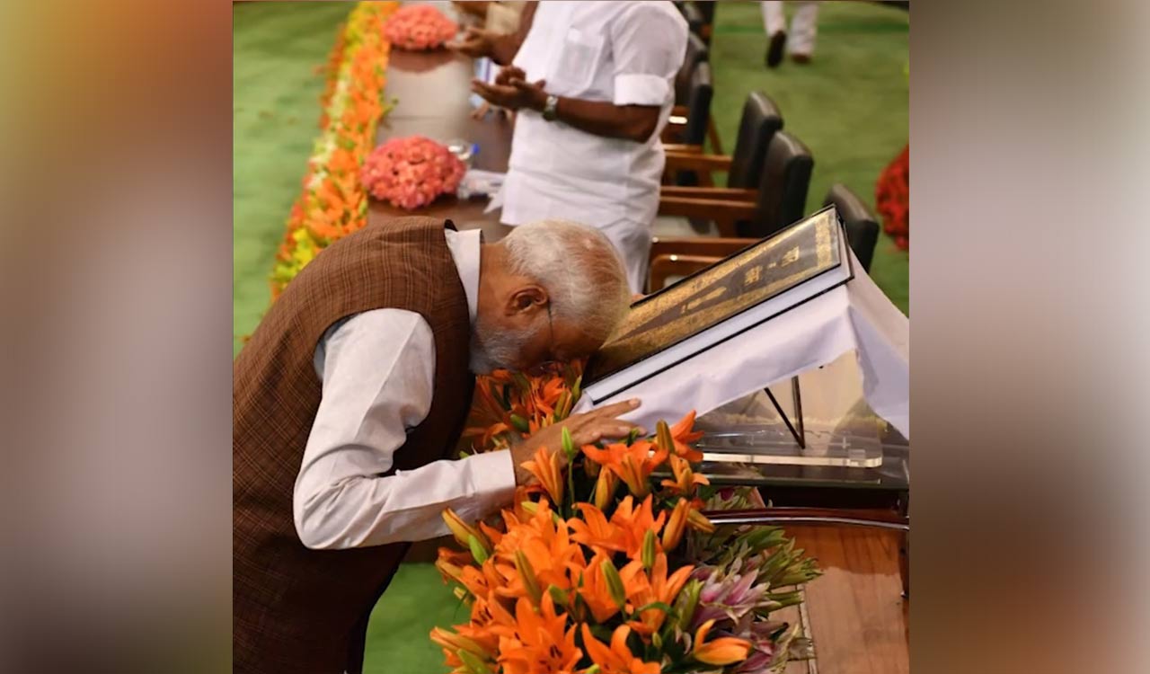 PM Modi pays homage to makers of Indian Constitution-Telangana Today PM Modi pays homage to makers of Indian Constitution-Telangana Today