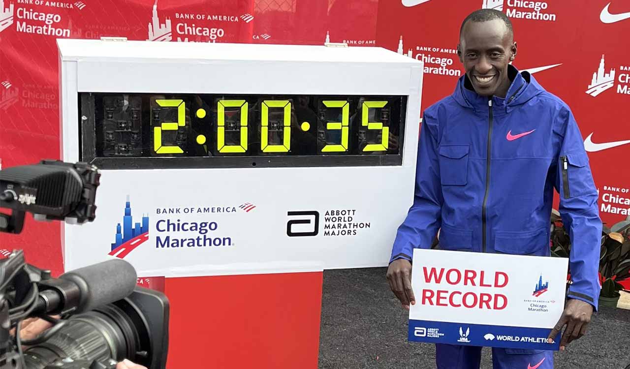 Kelvin Kiptum shatters marathon world record in Chicago-Telangana Today Kelvin Kiptum shatters marathon world record in Chicago-Telangana Today