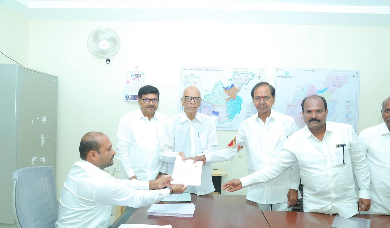 CM KCR files nomination from Gajwel-Telangana Today CM KCR files nomination from Gajwel-Telangana Today