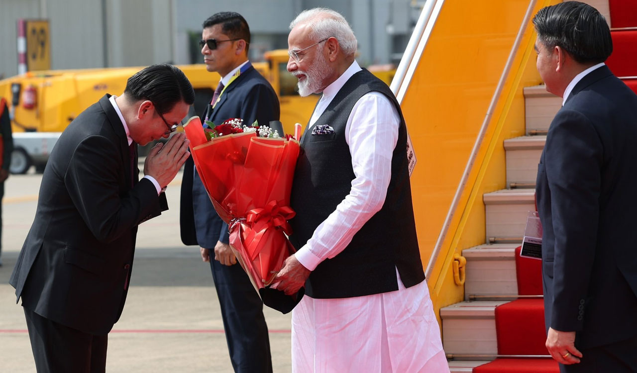 PM Modi arrives in Laos to attend ASEAN-India, East Asia summits-Telangana Today